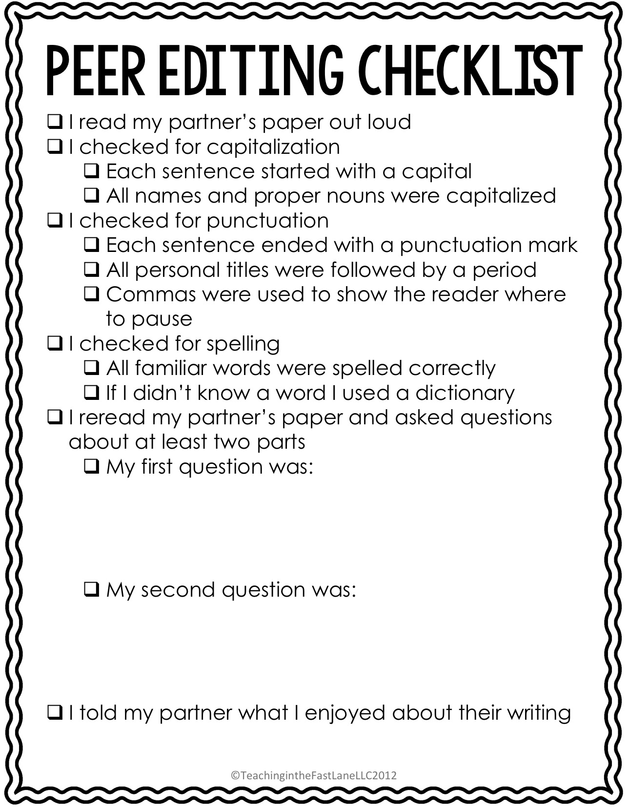 Making Peer Editing Meaningful - Teaching in the Fast Lane